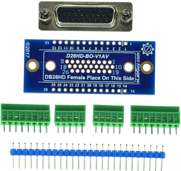 D26HD-F-BO-V1AV DB26 HD Female Breakout Board eLabGuy Vertical – eLabBay