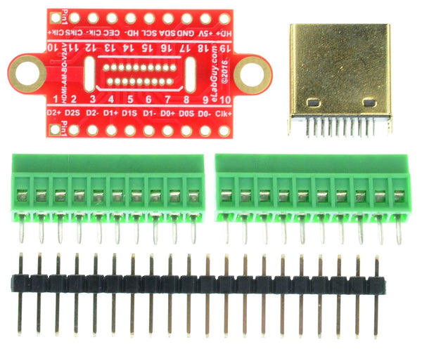 HDMI-AM-BO-V2AV, HDMI Type A Male socket Breakout Board Vertical, eLab ...
