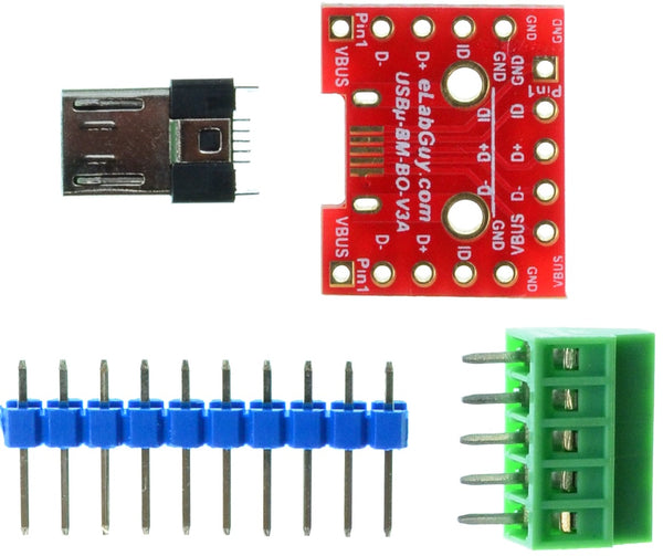 USBu-BM-BO-V3A, Micro USB Type B Male socket breakout board – eLabBay